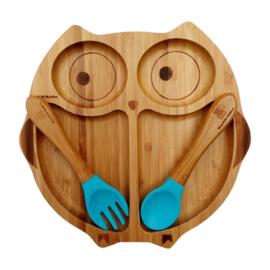 BUBBAS Bamboo Sectioned Weaning Plate, Owl - MEGFL10