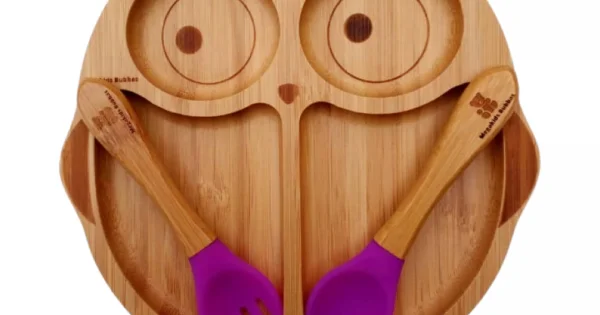 BUBBAS Bamboo Sectioned Weaning Plate, Owl - MEGFL10