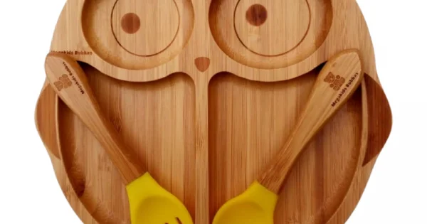 BUBBAS Bamboo Sectioned Weaning Plate, Owl - MEGFL10