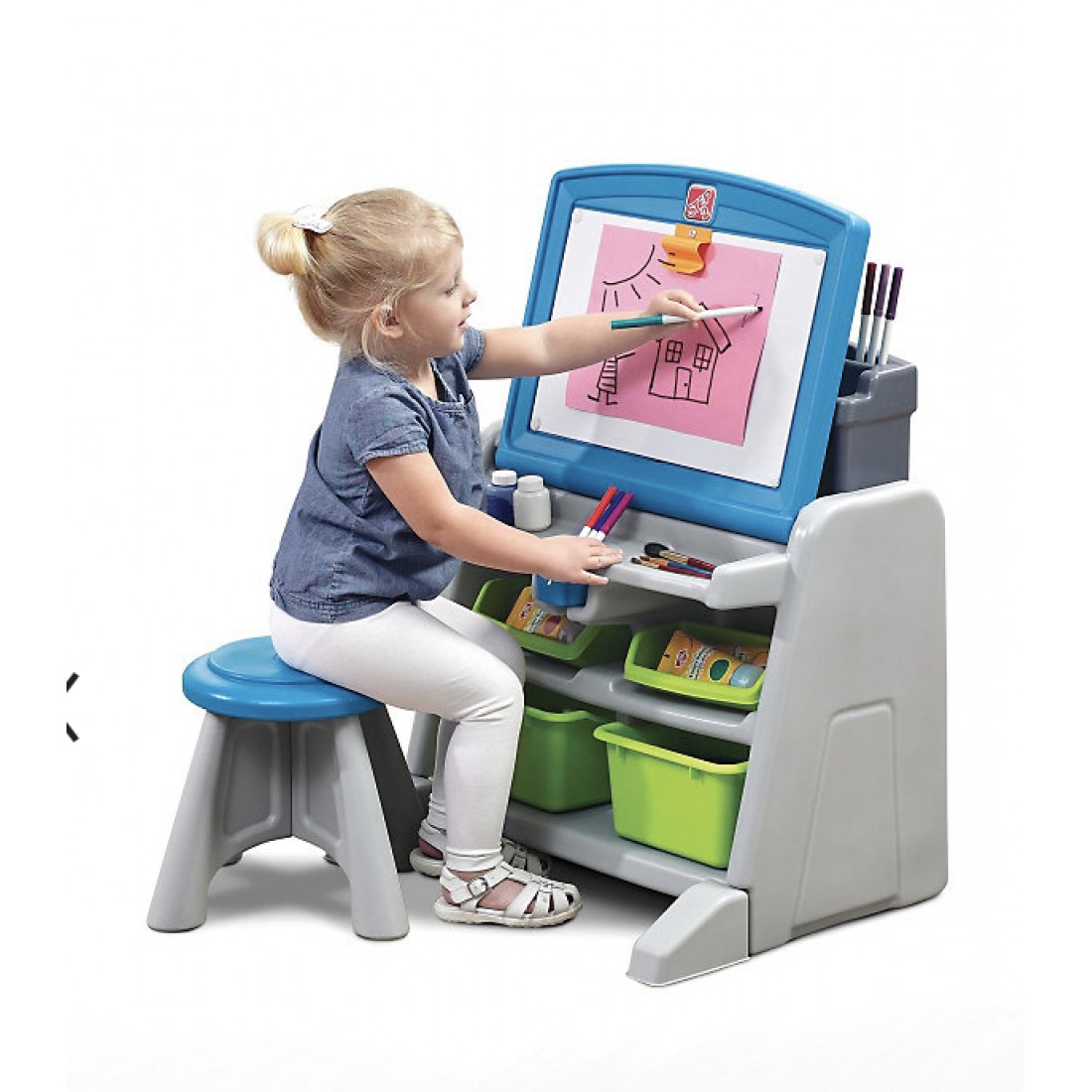 Step2 Flip And Doodle Art Easel Desk And Stool