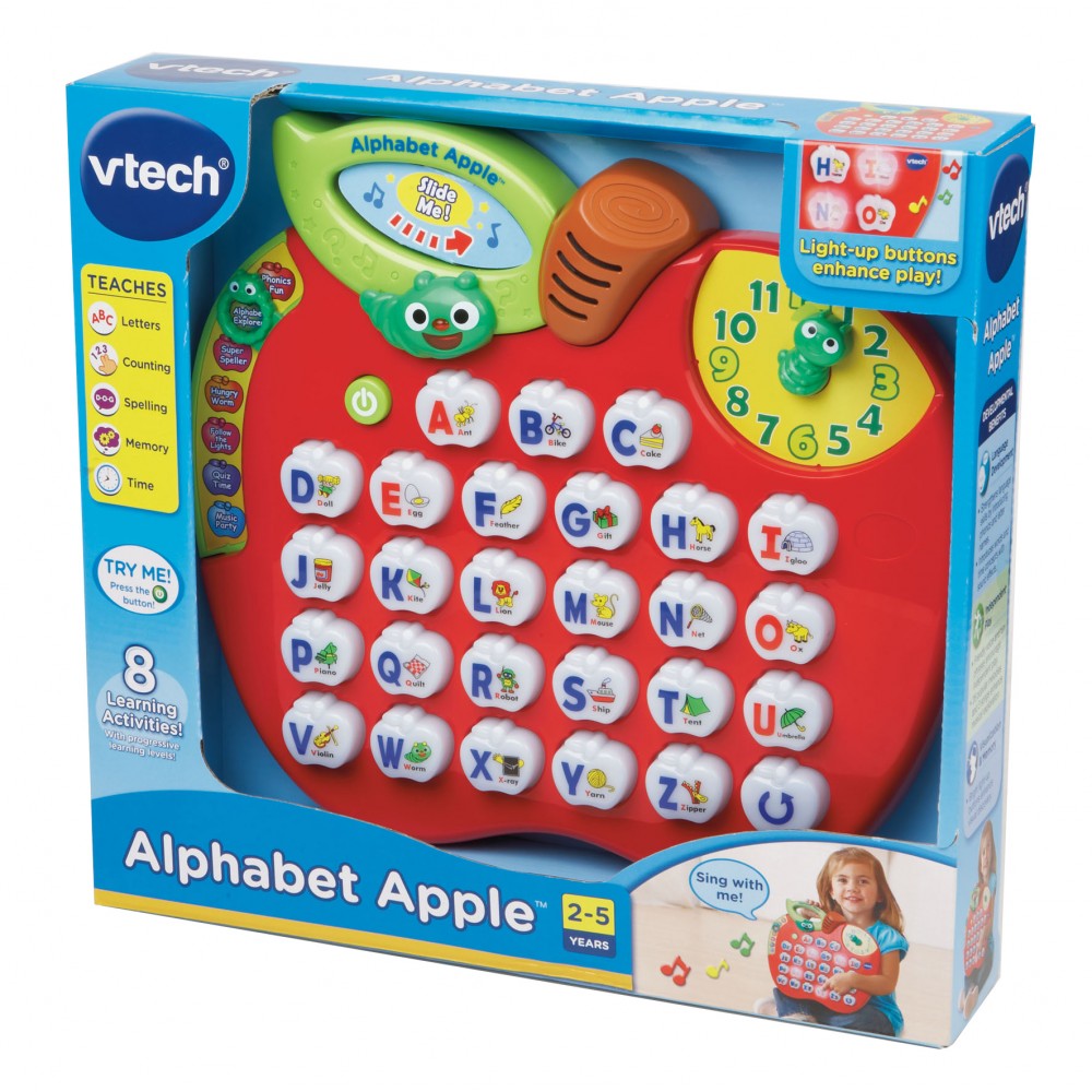 VTech Alphabet Apple With Light Up Buttons and 8 Learning Activities ...